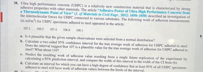 Solved 38. Ultra high performance concrete (UHPC) is a | Chegg.com