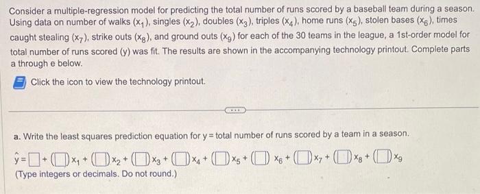 Solved Consider a multiple-regression model for predicting | Chegg.com