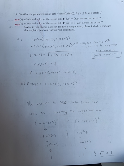 Solved 5. Consider the parameterization r(t) = (cos(l), | Chegg.com