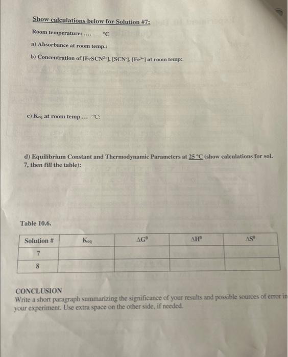 Solved Concentration of stock solution of NaSCN (from the | Chegg.com