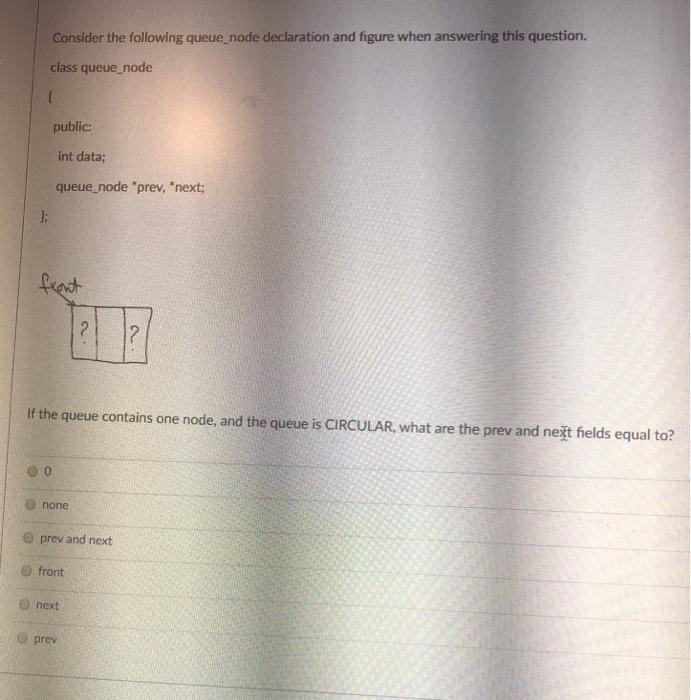 Solved Consider the following queue_node declaration and | Chegg.com