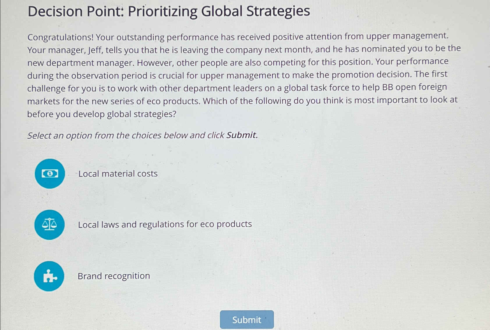 Solved Decision Point: Prioritizing Global | Chegg.com