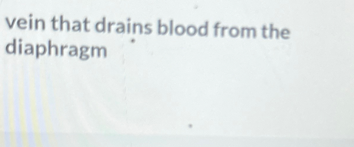 Solved vein that drains blood from the diaphragm | Chegg.com
