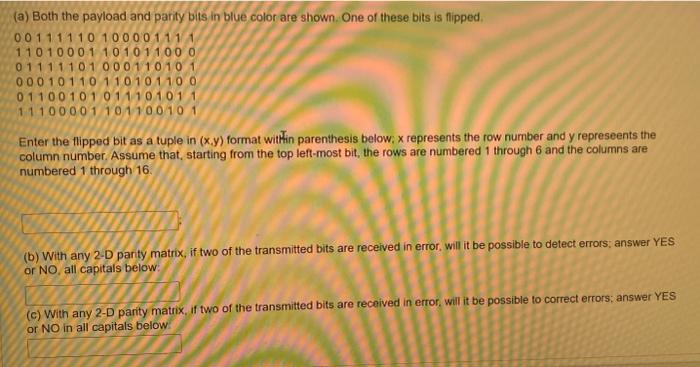 (a) Both the payload and parity bits in blue color | Chegg.com