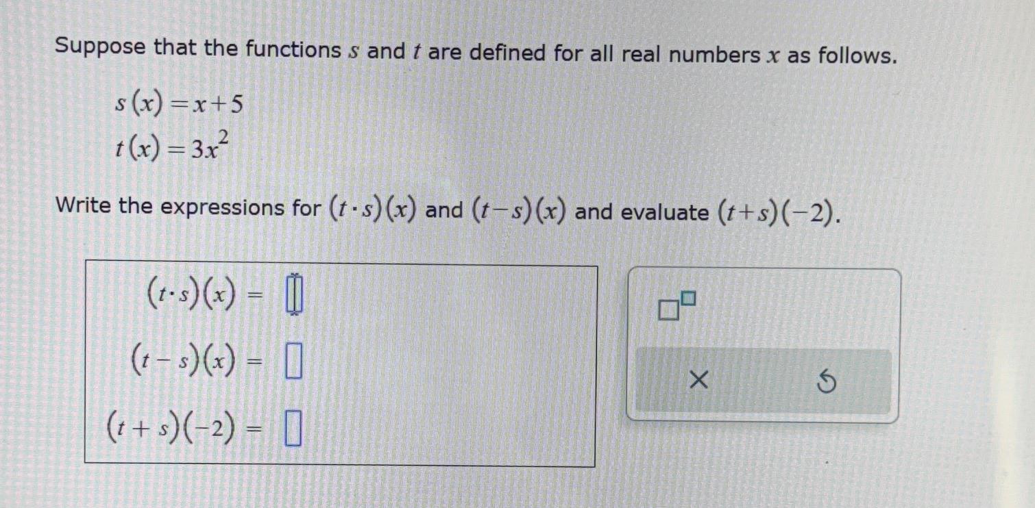 Solved Suppose that the functions s ﻿and t ﻿are defined for | Chegg.com