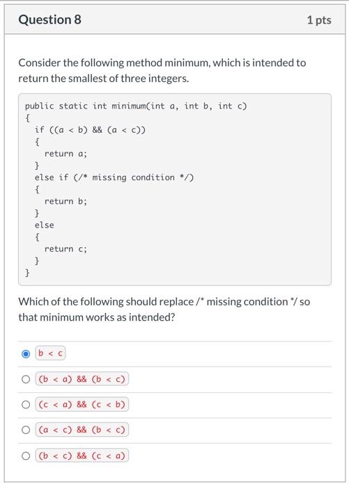 Solved Question 6 1 pts Consider the class below: public | Chegg.com