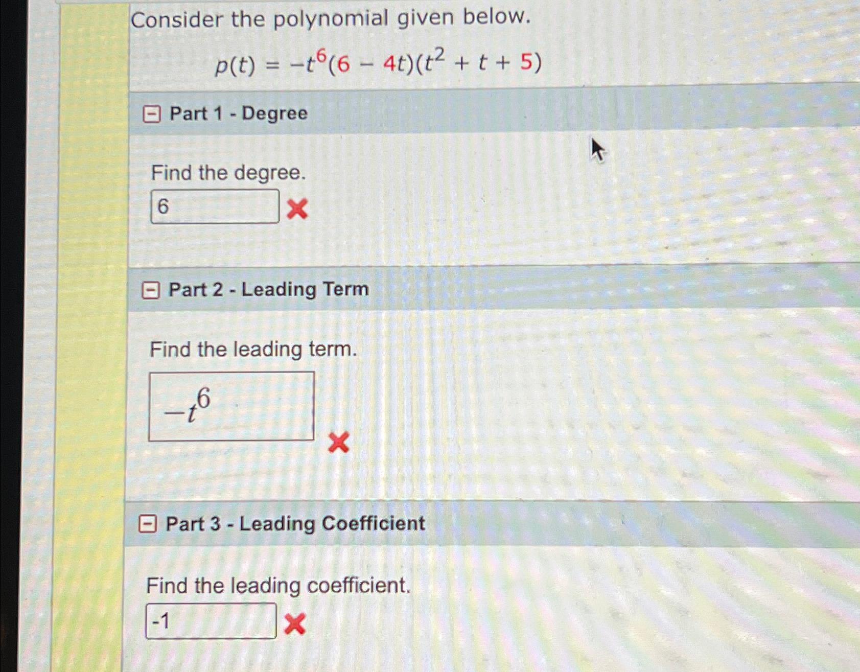 Solved Consider the polynomial given | Chegg.com