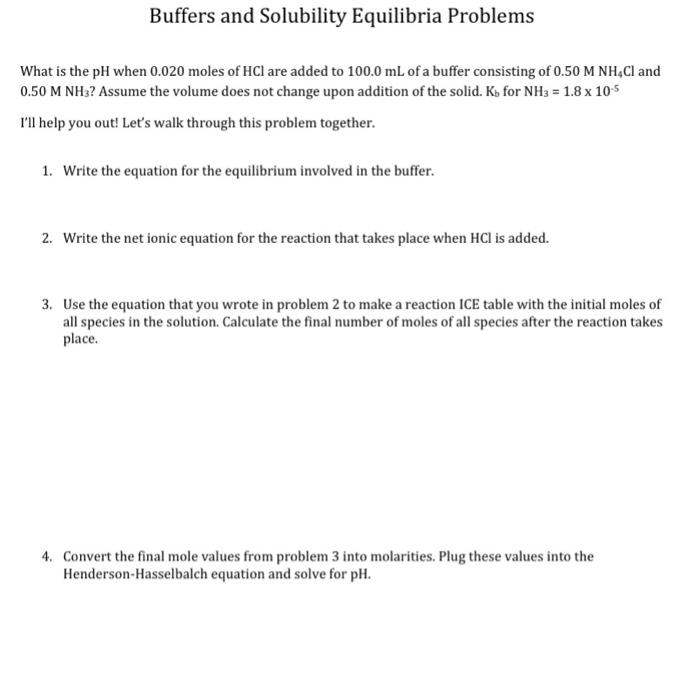 Solved Buffers and Solubility Equilibria Problems What is | Chegg.com