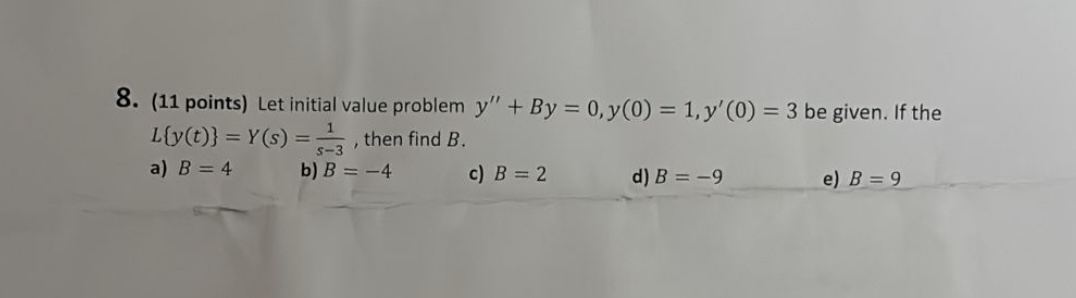 Solved (11 ﻿points) ﻿Let initial value problem | Chegg.com