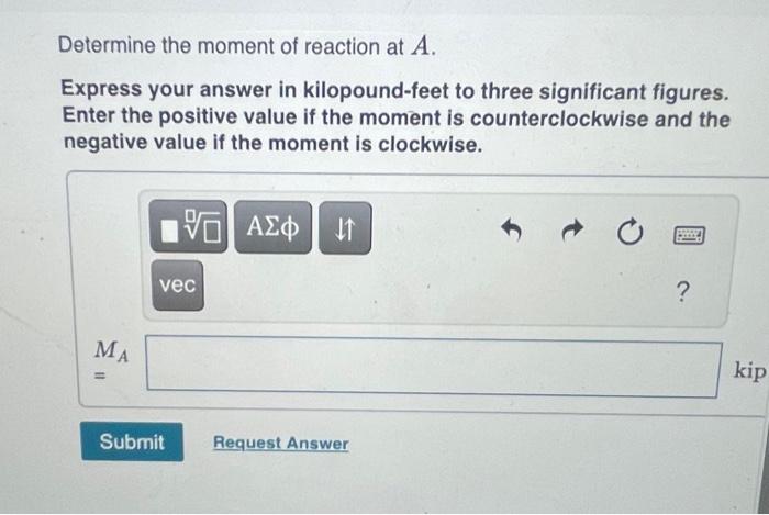 Solved Determine the x and y components of the reaction at | Chegg.com