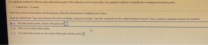 Solved Uso algebraic methods to find as many intersection | Chegg.com