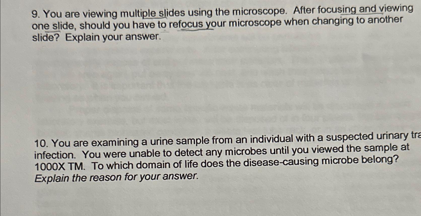Solved You are viewing multiple slides using the microscope. | Chegg.com