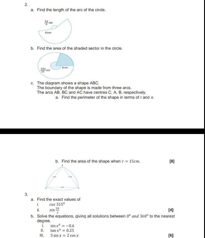 Solved a. Find the length of the arc of the circle. b. Find | Chegg.com
