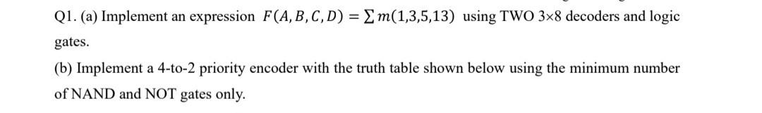 Solved Q1. (a) Implement an expression | Chegg.com