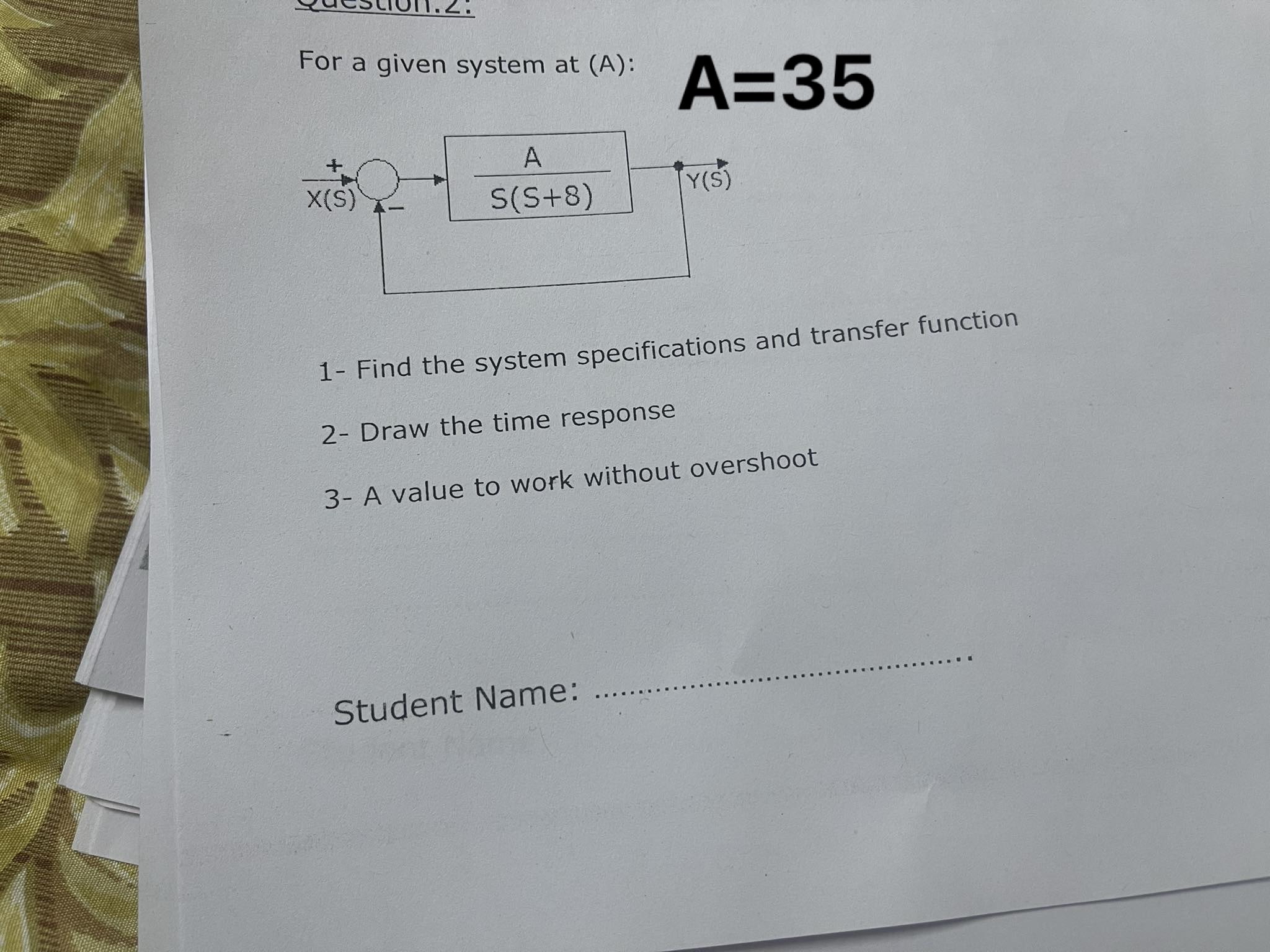 Solved For a given system at (A):A=351- ﻿Find the system | Chegg.com