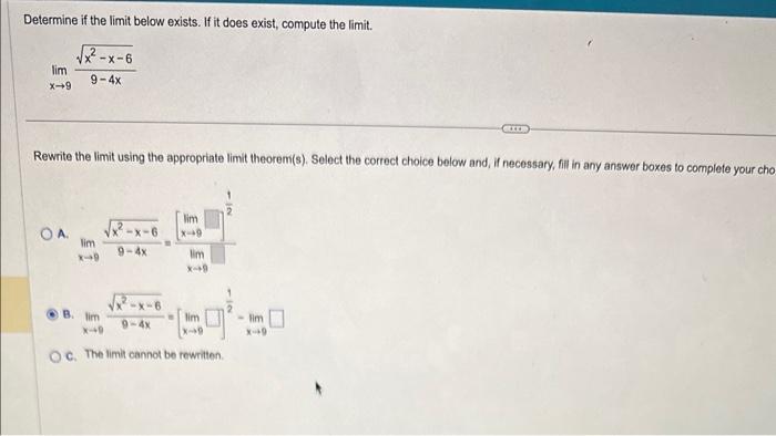 Solved Determine If The Limit Below Exists If It Does 9275
