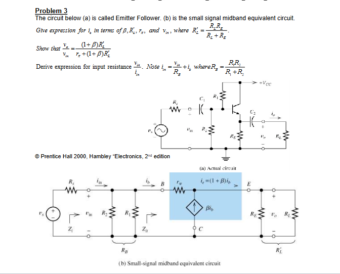 Solved Problem 3The circuit below (a) is ﻿called Emitter | Chegg.com