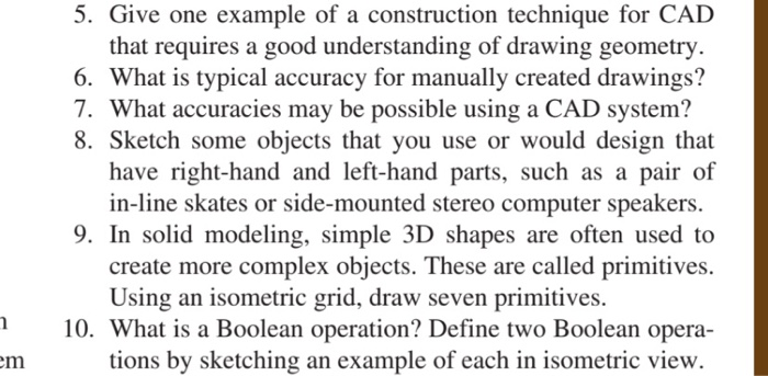 5. Give one example of a construction technique for | Chegg.com