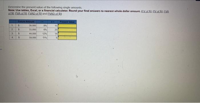 Solved Determine the present value of the following single | Chegg.com