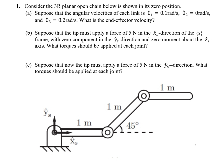 Solved Consider the 3R ﻿planar open chain below is shown in | Chegg.com