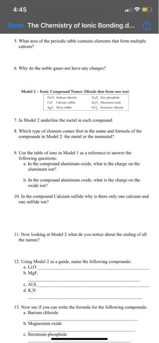 Solved Chemistry. Unit 3: Molecular Bonding & Chemical | Chegg.com