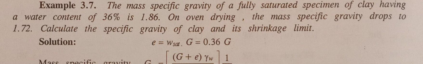Solved Example 3.7. The mass specific gravity of a fully | Chegg.com