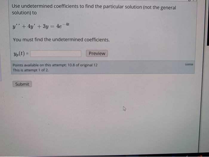 Solved Use undetermined coefficients to find the particular | Chegg.com