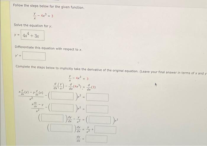 Solved Follow the steps below for the given function. Y - | Chegg.com