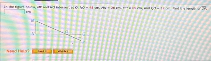 Solved In the figure below, MP and NQ intersect at O,NO=48 | Chegg.com