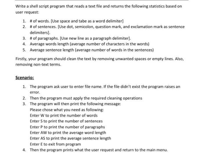 Solved Write a shell script program that reads a text file | Chegg.com