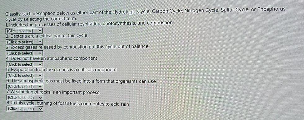 Solved Classify each description below as either part of the | Chegg.com