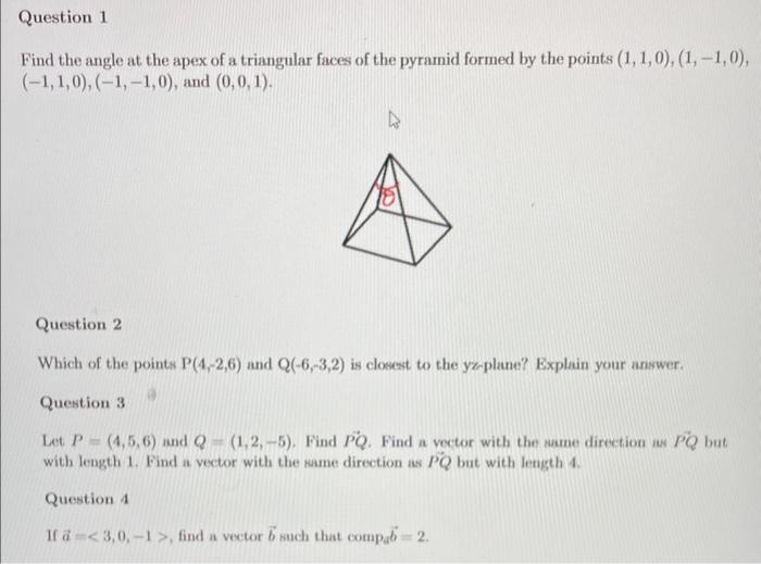 Solved Find the angle at the apex of a triangular faces of | Chegg.com