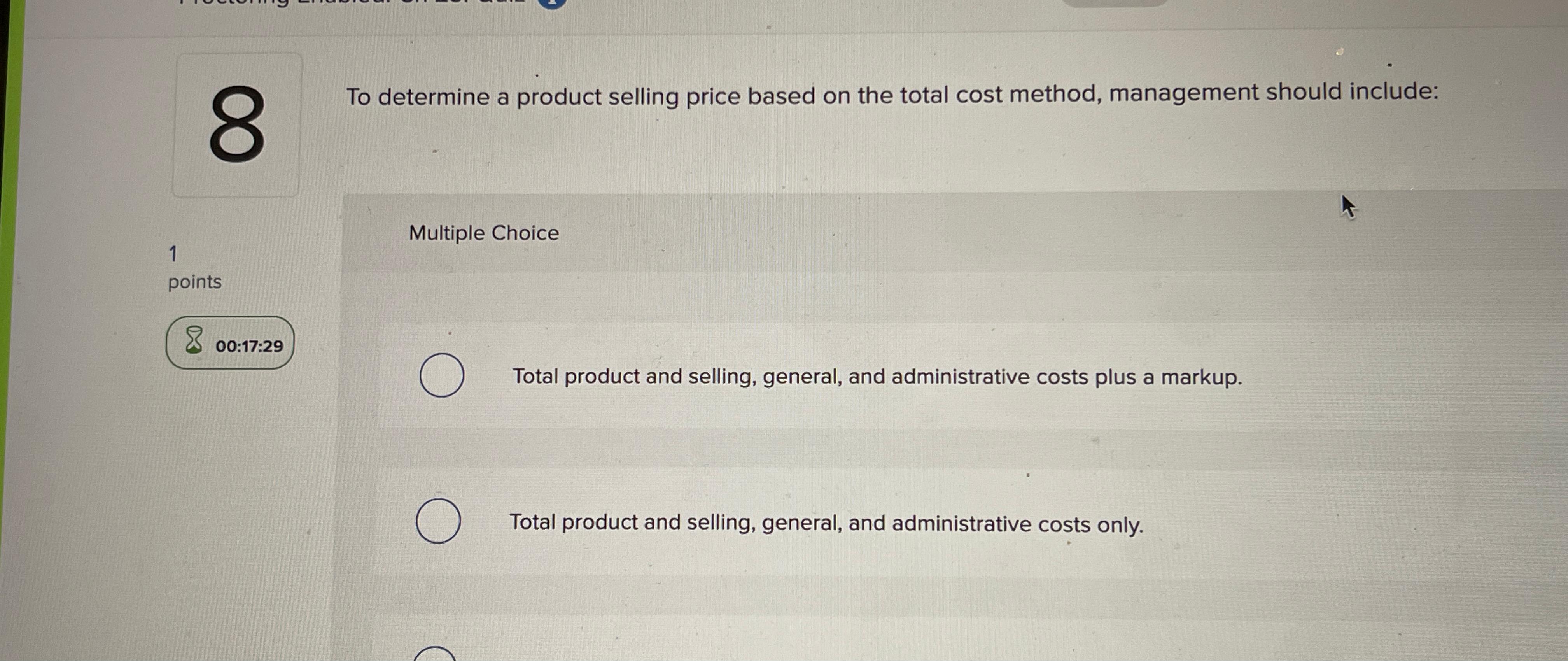 Solved To determine a product selling price based on the | Chegg.com