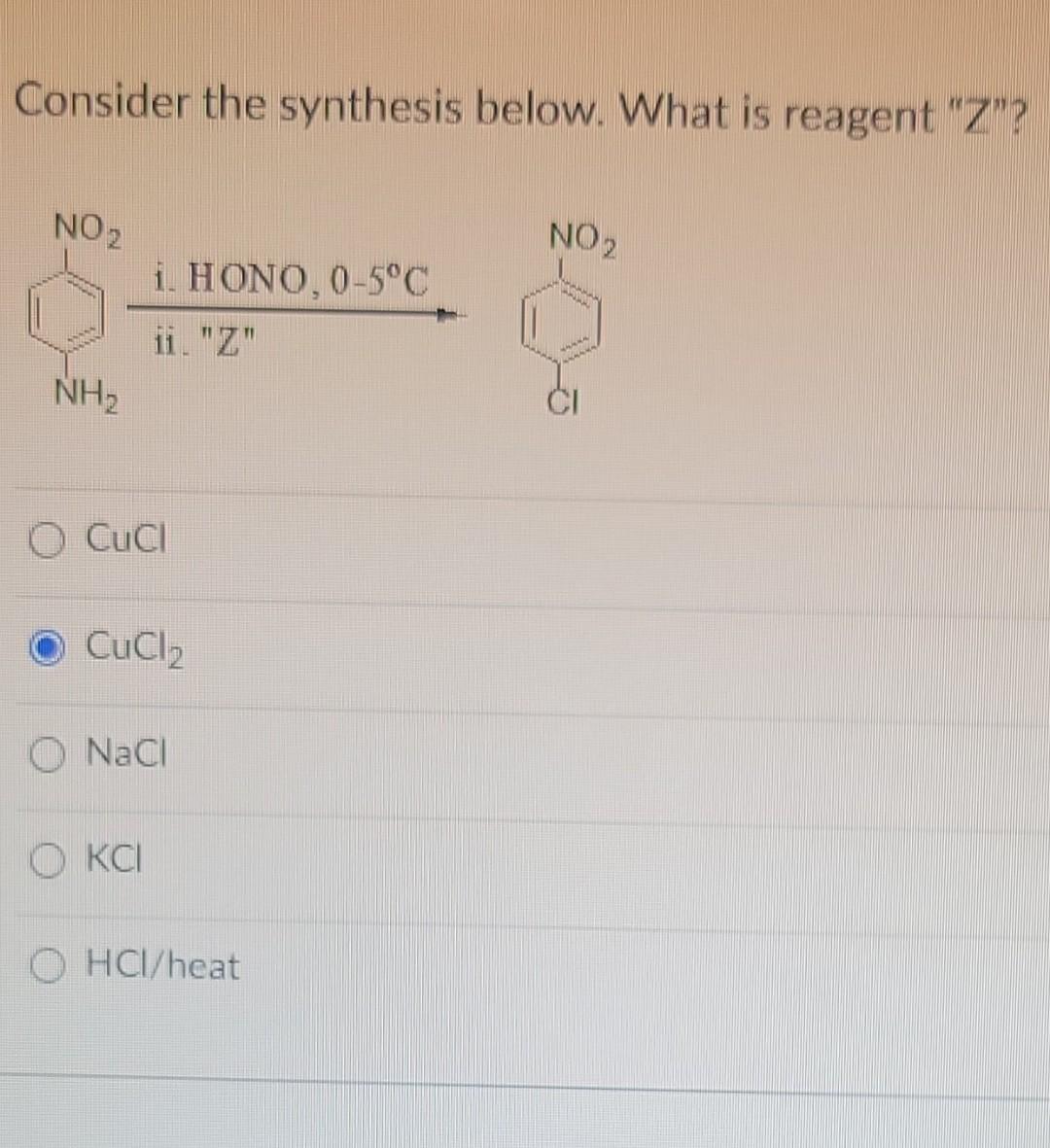 Solved Consider the synthesis below. What is reagent " Z "? | Chegg.com