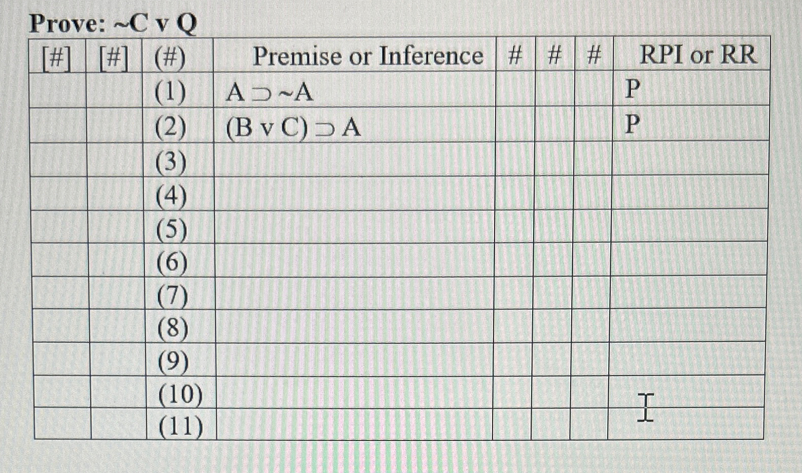 Prove: ∼CvvQ\table[[#,#,(#),Premise or | Chegg.com