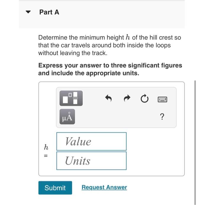 Solved Determine the minimum height h of the hill crest so | Chegg.com