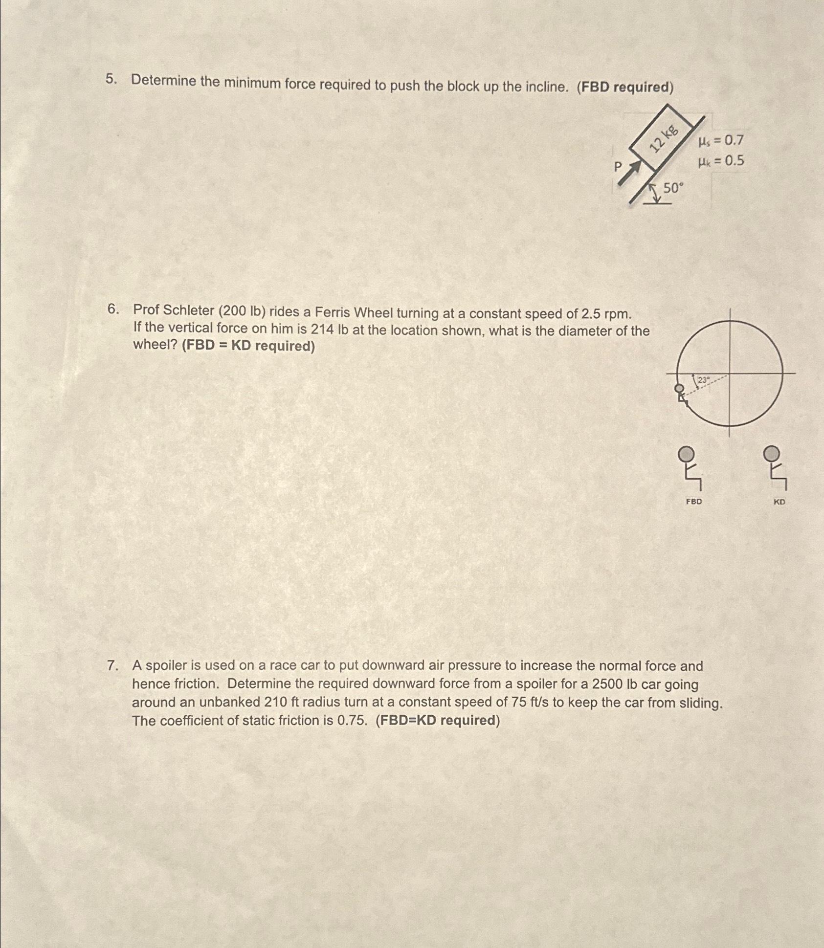 Solved Determine the minimum force required to push the | Chegg.com