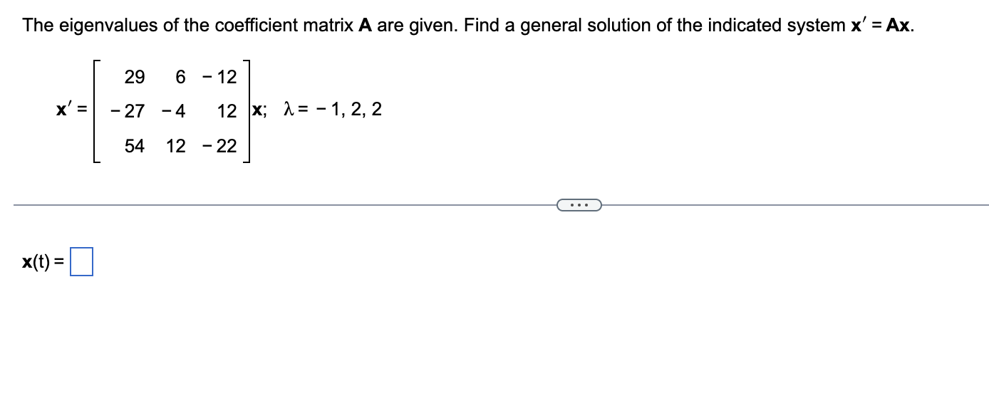 Solved The eigenvalues of the coefficient matrix A are | Chegg.com