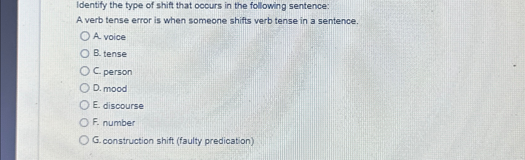 Solved Identify the type of shift that occurs in the | Chegg.com