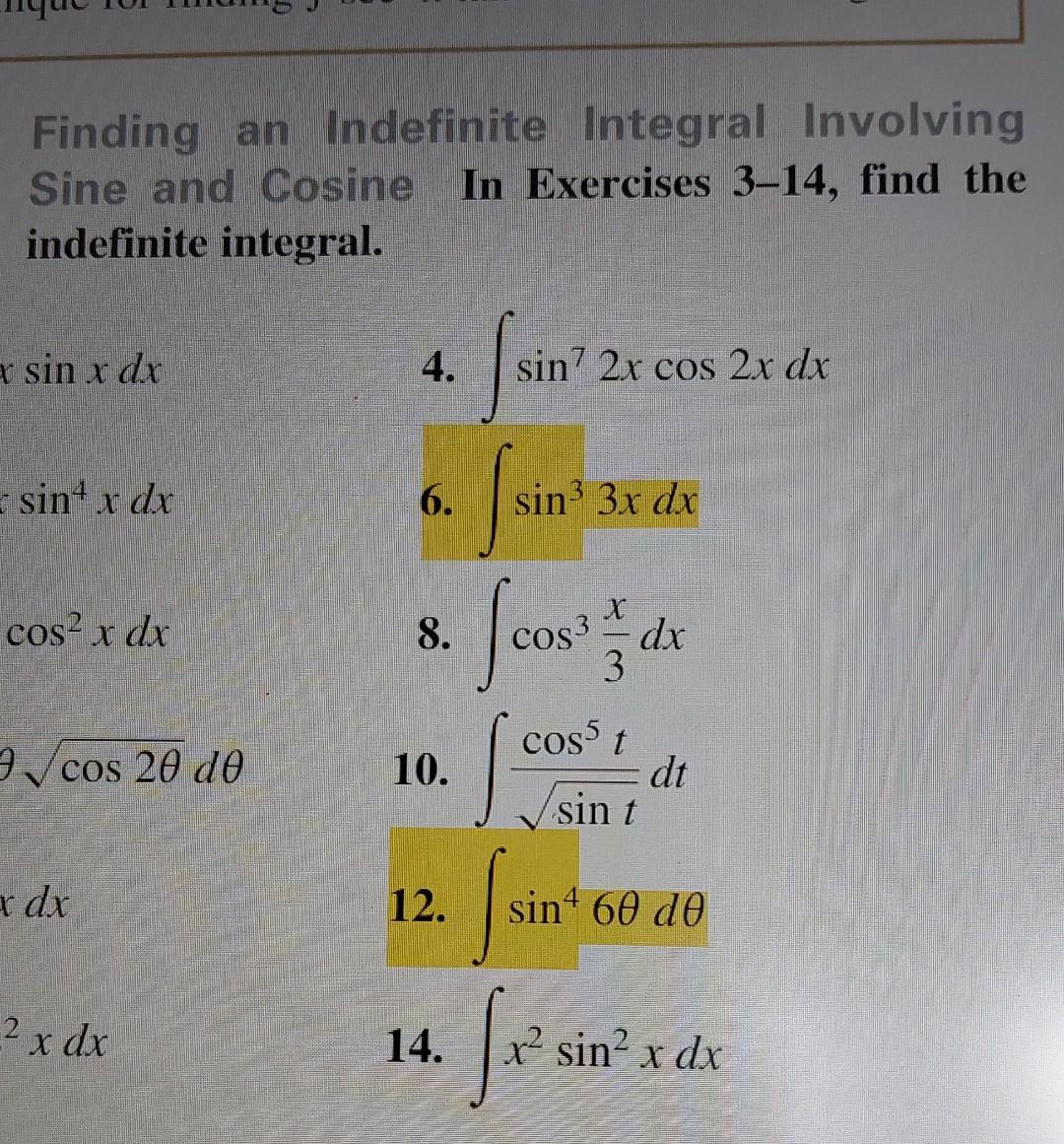 Solved Finding an Indefinite Integral Involving Sine and | Chegg.com Solved Finding an Indefinite Integral Involving Sine and | Chegg.com