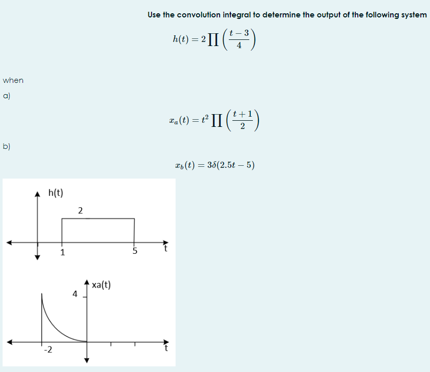 Solved Use the convolution integral to determine the output | Chegg.com