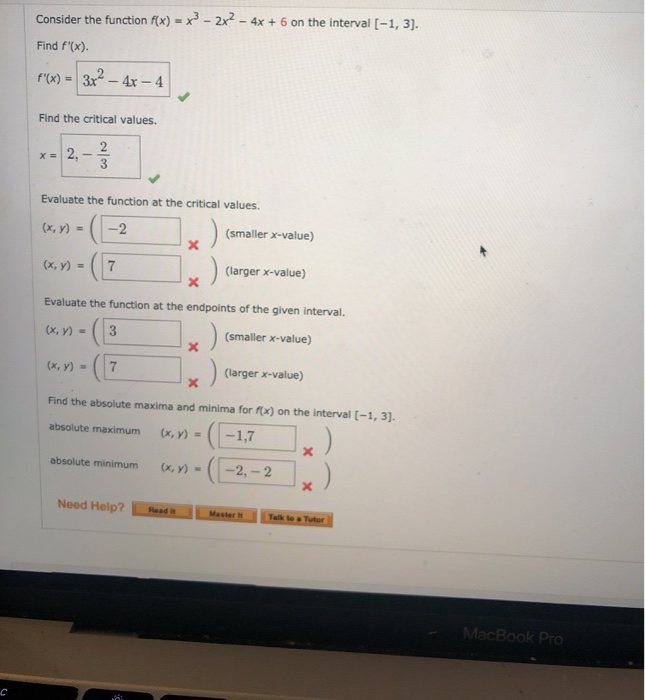 Solved Consider the function f(x) = x3 - 2x2 - 4x + 6 on the | Chegg.com