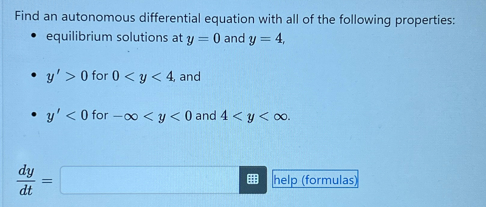 Solved Find an autonomous differential equation with all of | Chegg.com