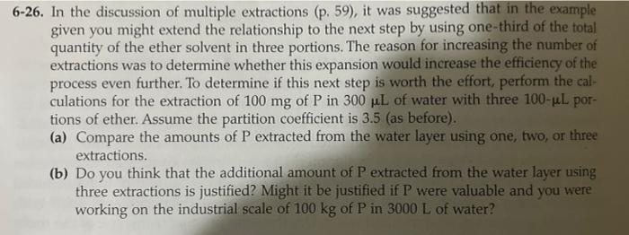 Solved -26. In the discussion of multiple extractions (p. | Chegg.com