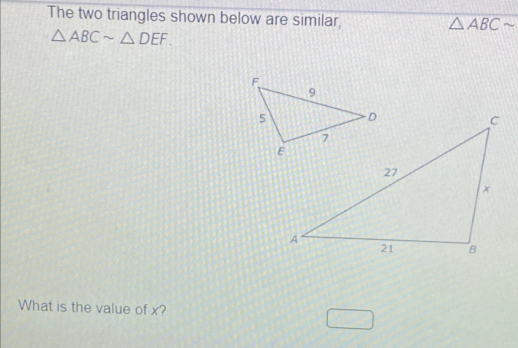 Solved The two triangles shown below are similar, | Chegg.com