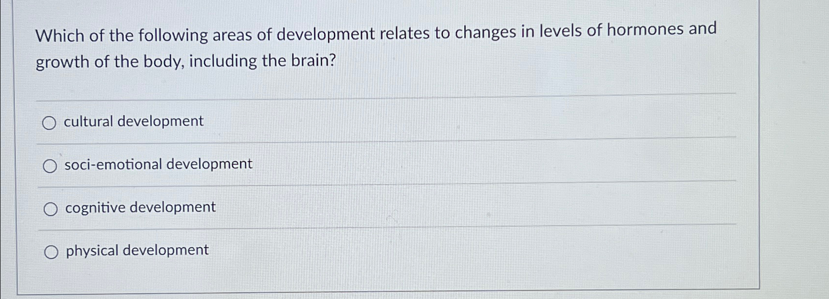Solved Which of the following areas of development relates | Chegg.com