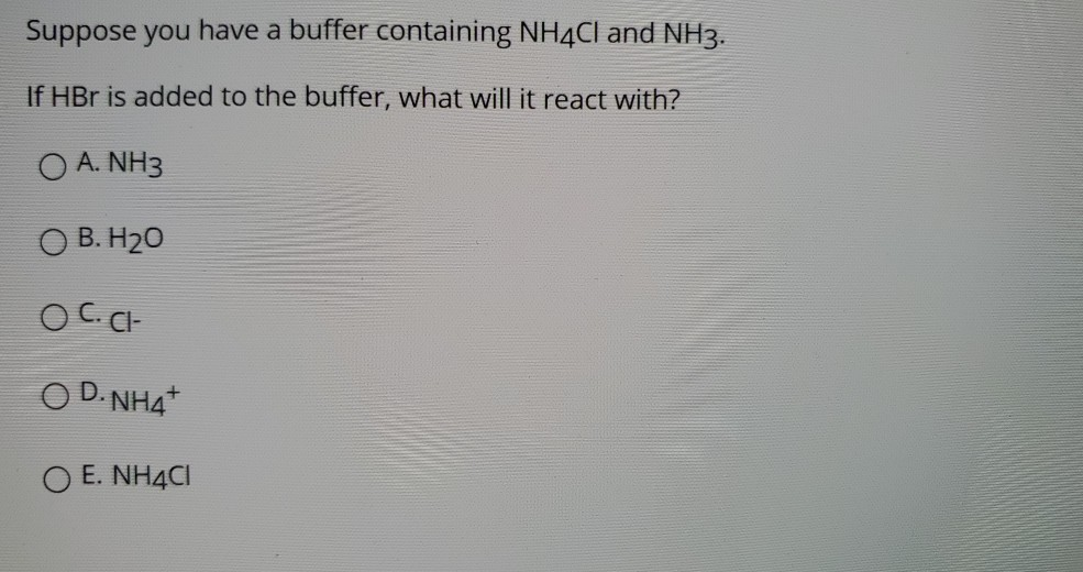 Solved Suppose you have a buffer containing NH4Cl and NH3. | Chegg.com