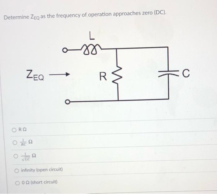 Solved Determine ZEQ as the frequency of operation | Chegg.com