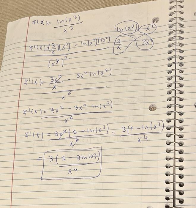 Solved F X X3ln X3 F′ X X3 2 X3 X3 −ln X3 3x2