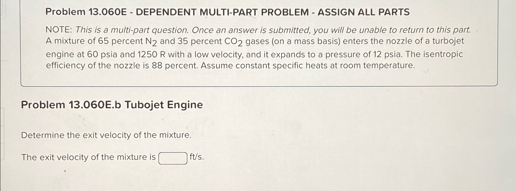 Solved Problem 13.060E - ﻿DEPENDENT MULTI-PART PROBLEM - | Chegg.com
